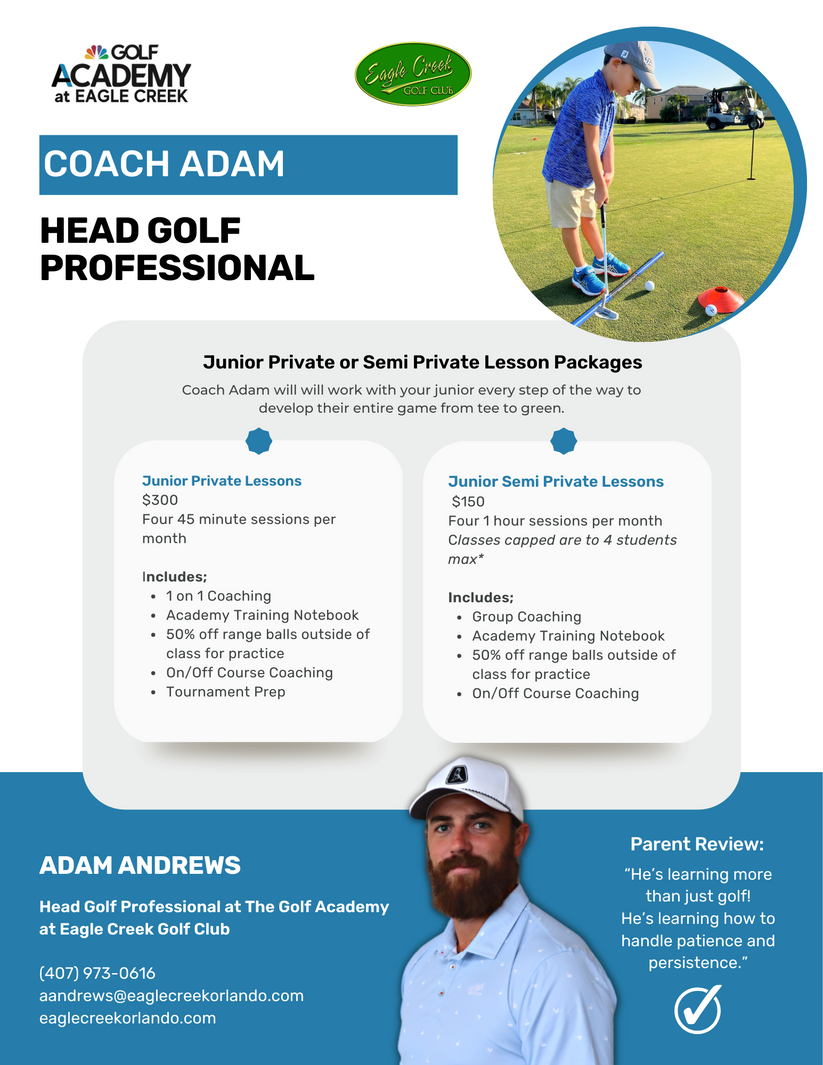 4 Junior Private Lessons with Coach Adam - Eagle Creek Golf Club